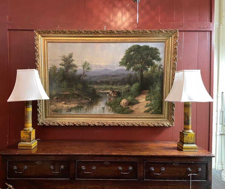 Antique American Oil on Canvas Landscape Painting by George Riecke ...
