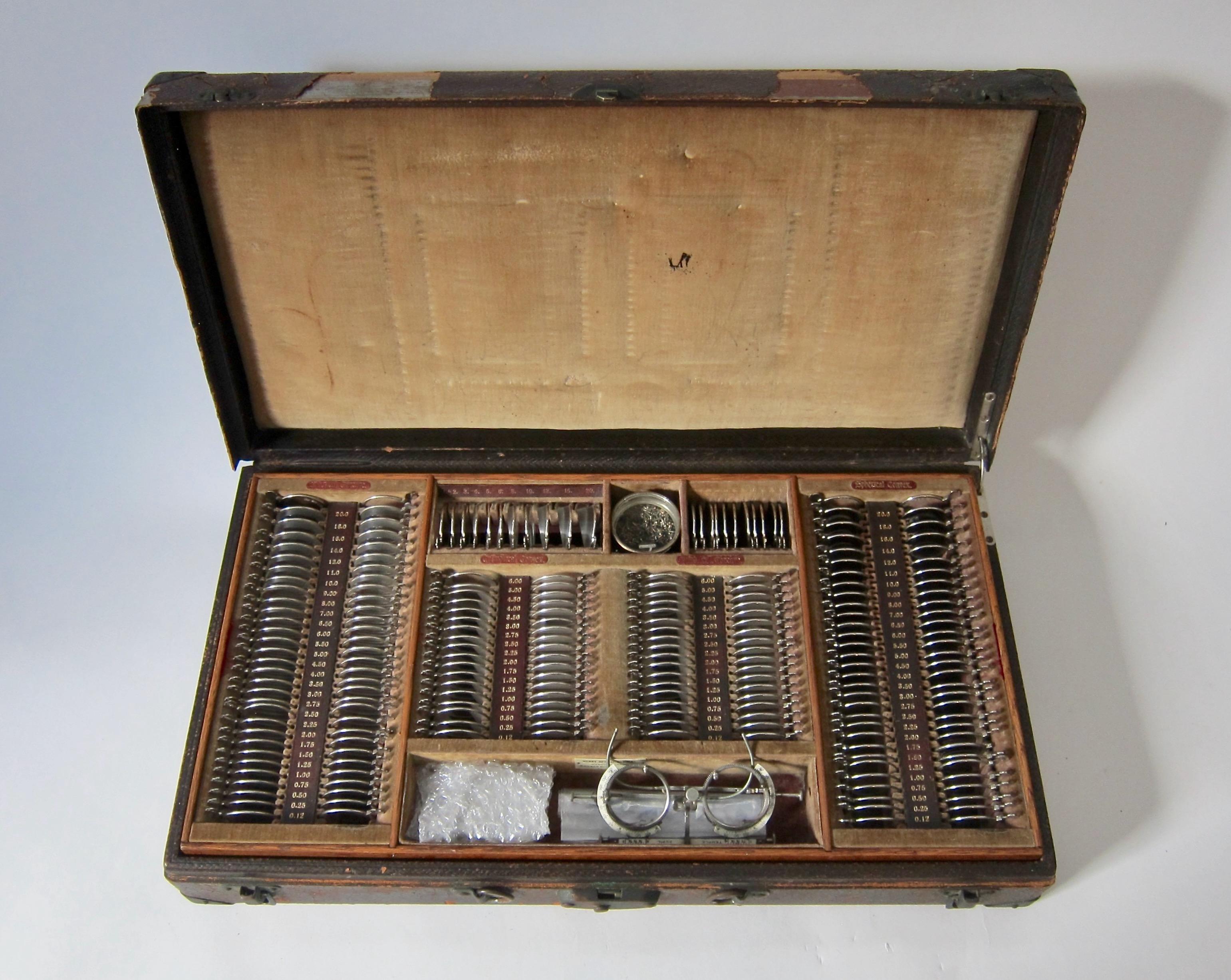 Antique American Optometry Trial lens Set with Testing Glasses For Sale ...