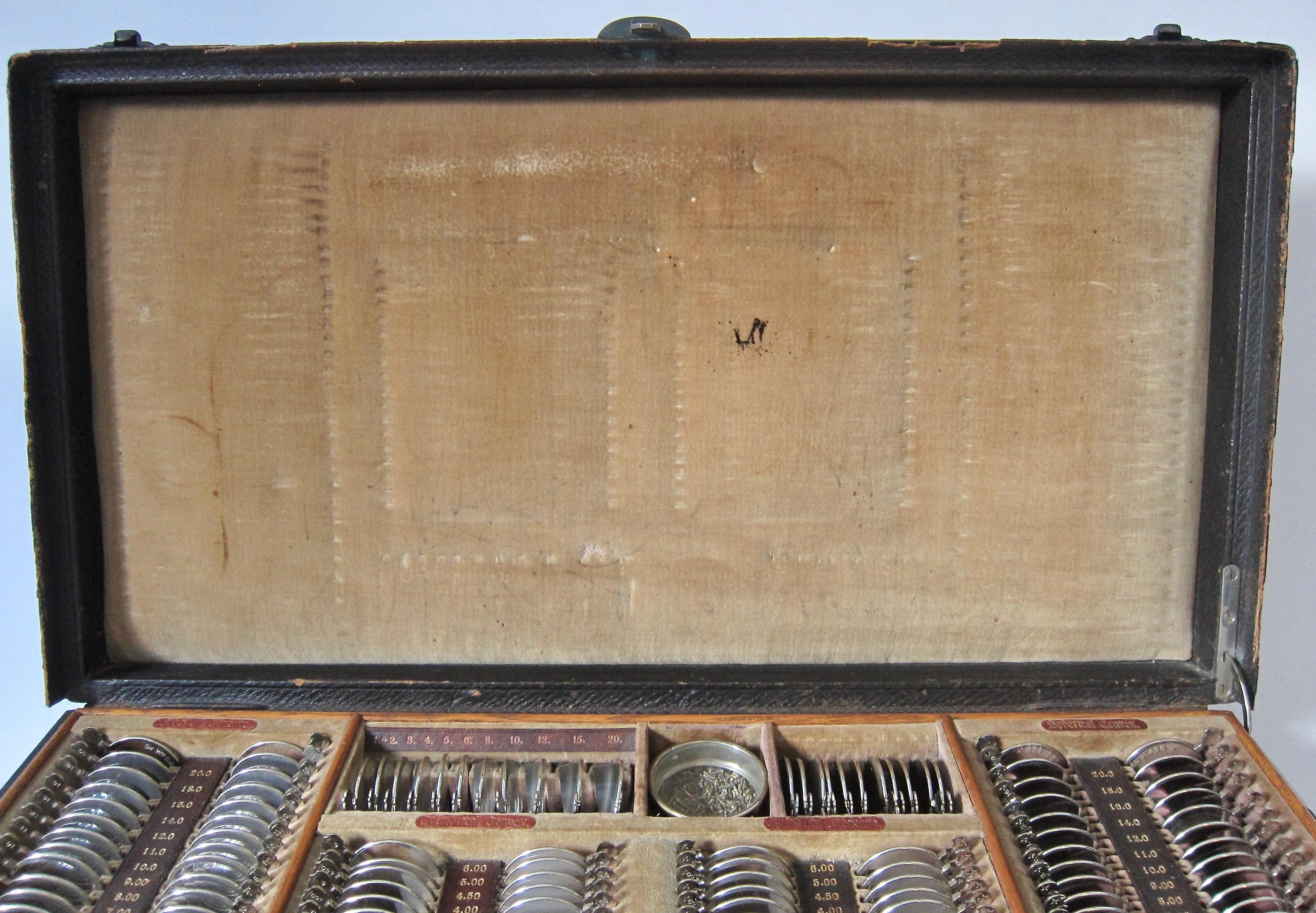 Antique American Optometry Trial lens Set with Testing Glasses For Sale ...