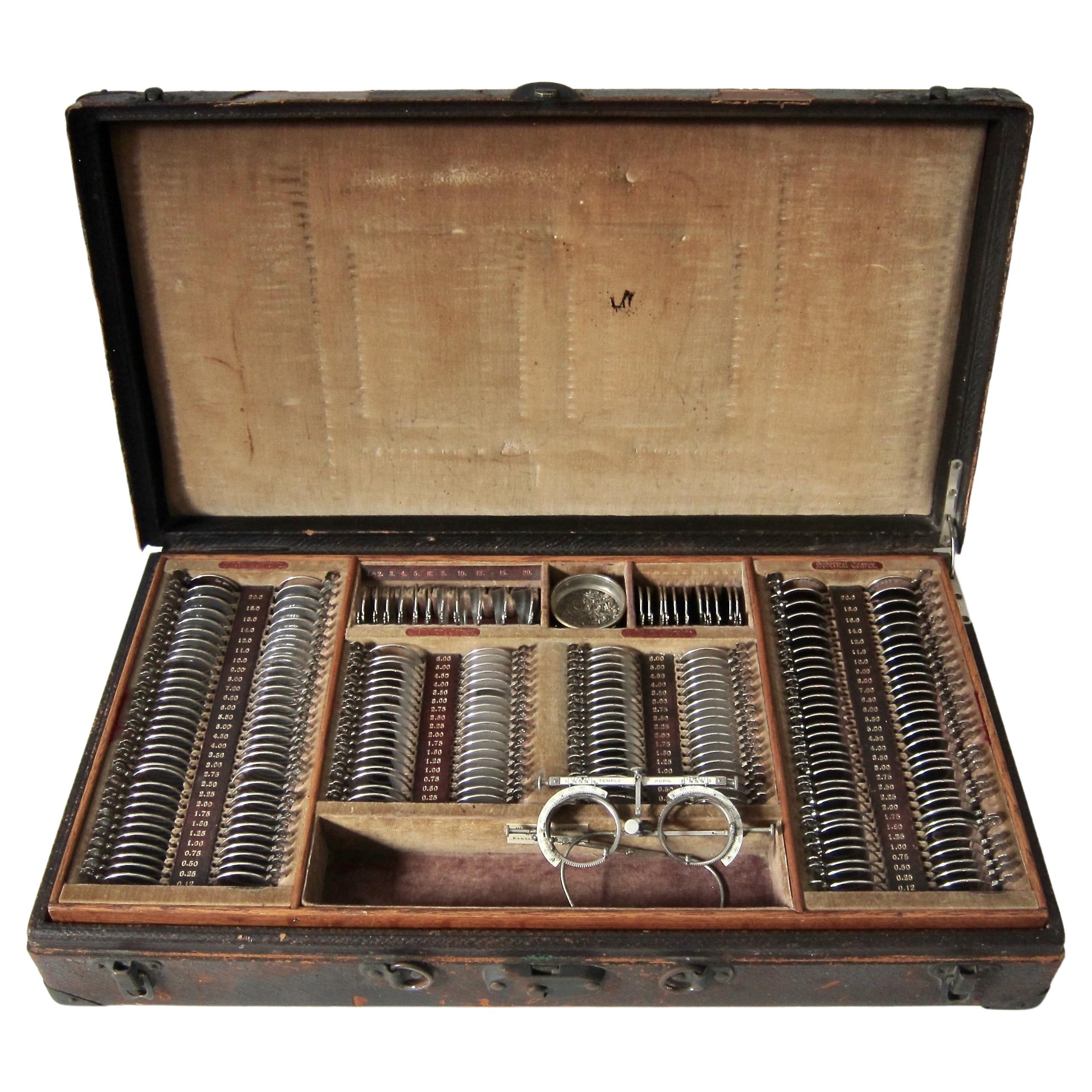 Antique American Optometry Trial lens Set with Testing Glasses For Sale ...