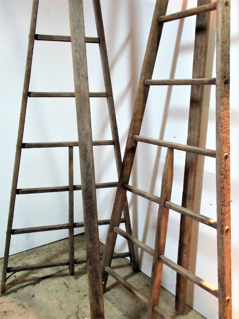 Antique American Peak Top A Frame Harvest Ladders at 1stDibs