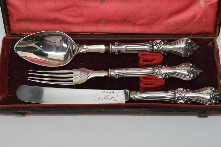 Antique American Personal Travel Sterling Silver Flatware Set at ...