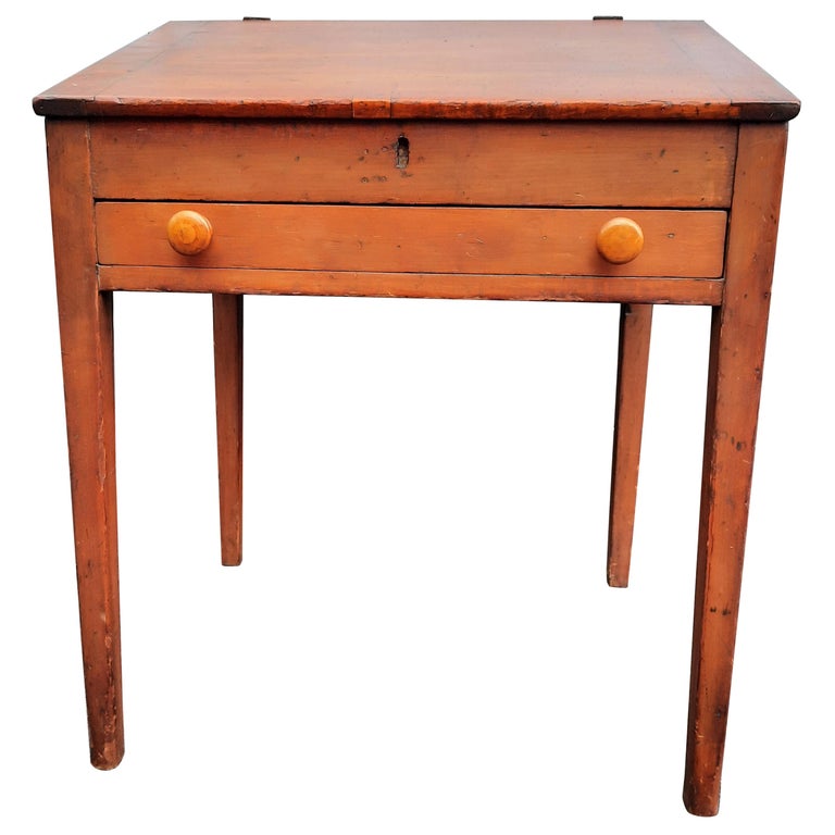 Antique American Pine Flip Top Desk For Sale at 1stDibs