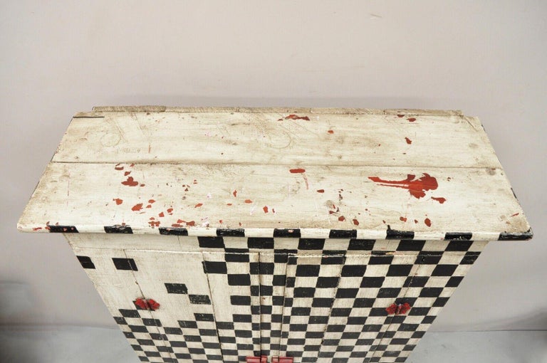 Antique American Black and White Checkerboard Kitchen Cupboard Cabinet ...