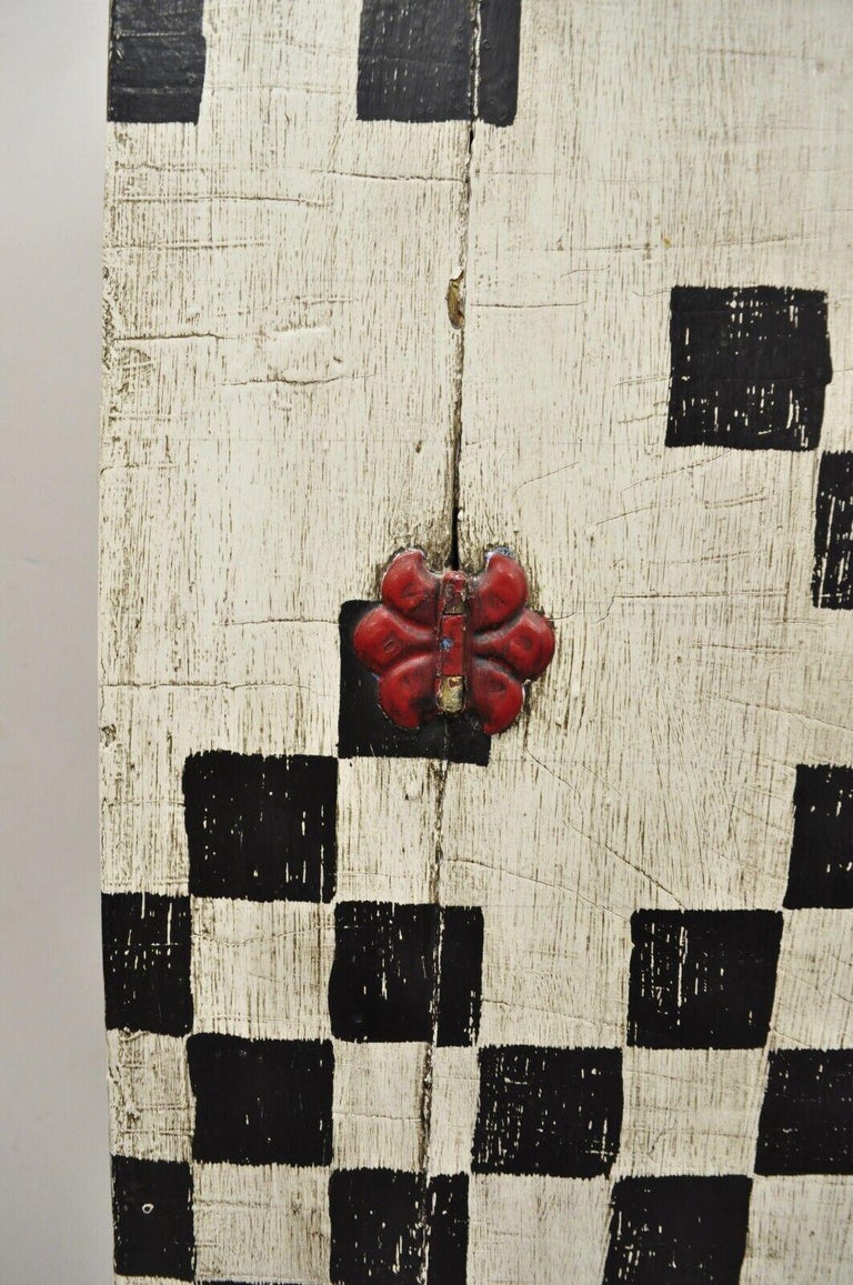 Antique American Black and White Checkerboard Kitchen Cupboard Cabinet ...