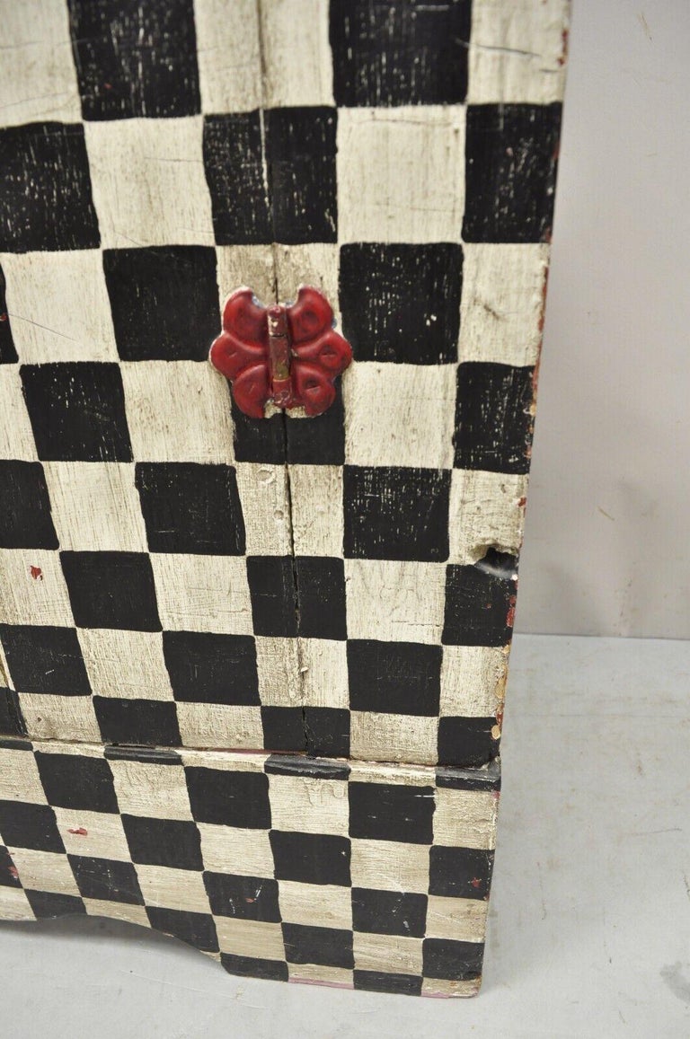 Antique American Black and White Checkerboard Kitchen Cupboard Cabinet ...