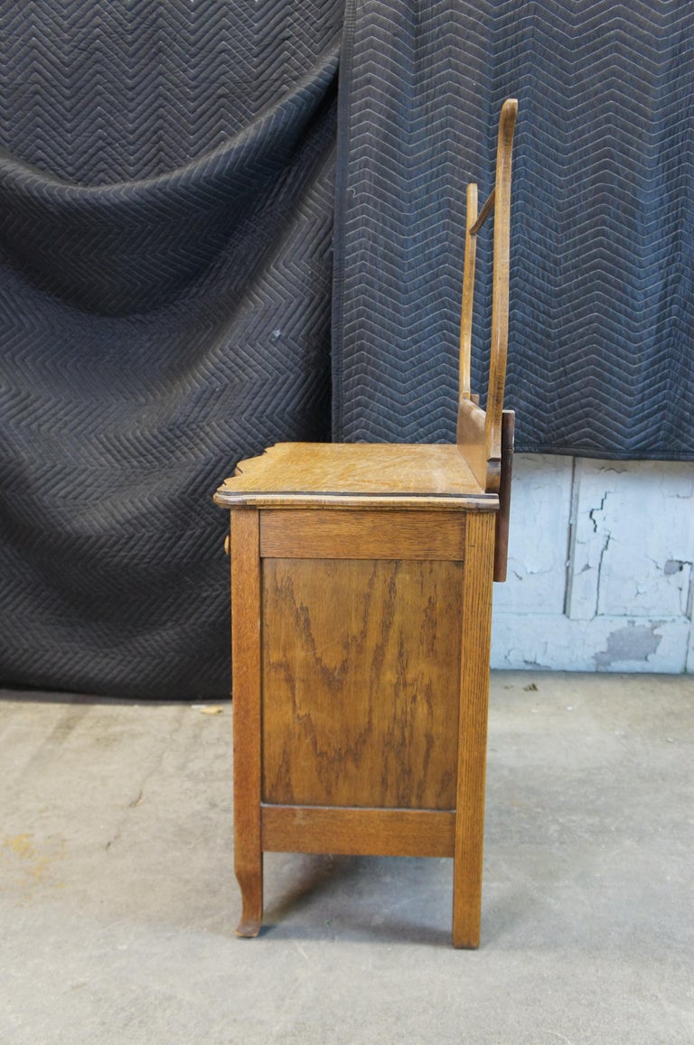 Antique American Quartersawn Oak Serpentine Washstand Towel Bar Cabinet Commode at 1stDibs