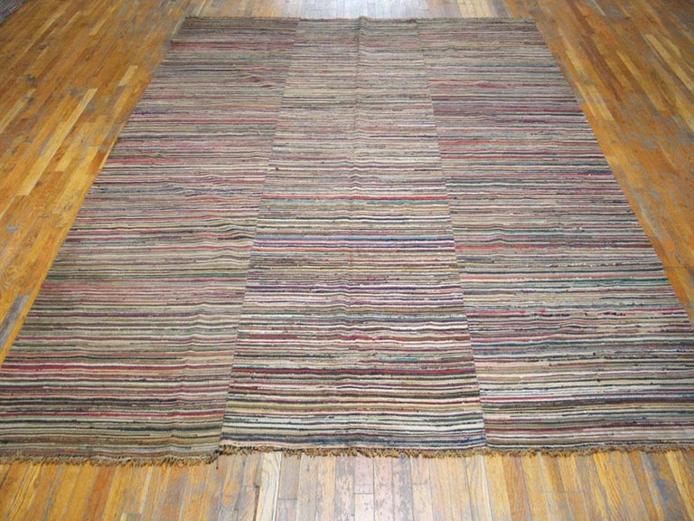 Antique American Rag Rug 8' 6" x 12' 0" For Sale at 1stDibs