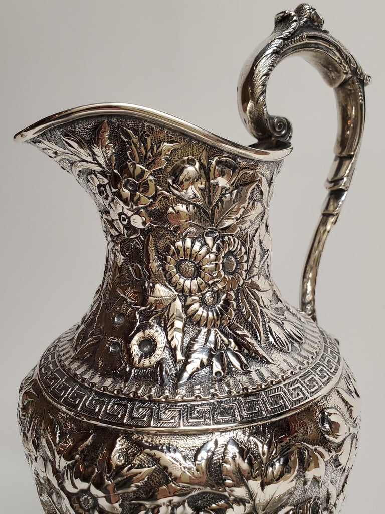 Antique American Repousse Sterling Silver Drinks Set For Sale at 1stDibs