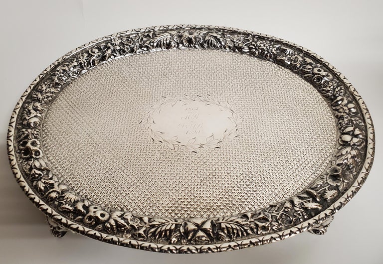 Antique American Repousse Sterling Silver Drinks Set For Sale at 1stDibs