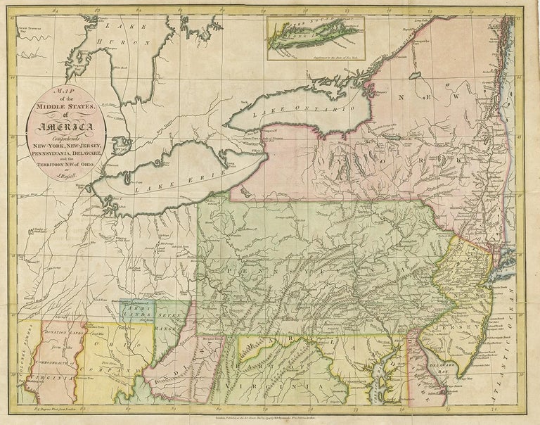 Antique Map of the Middle Atlantic States by Russell, 1794 at 1stDibs
