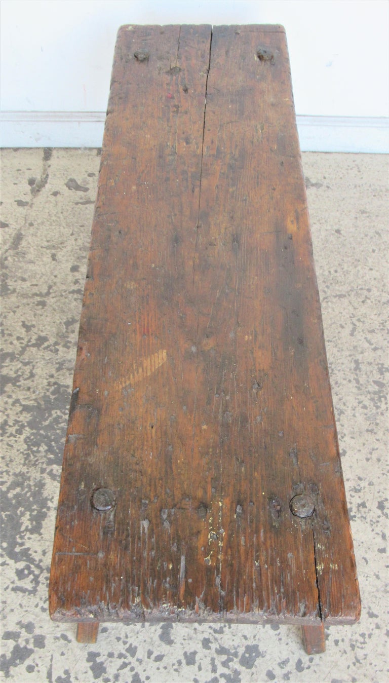 Antique American Primitive Pine Low Bench at 1stDibs