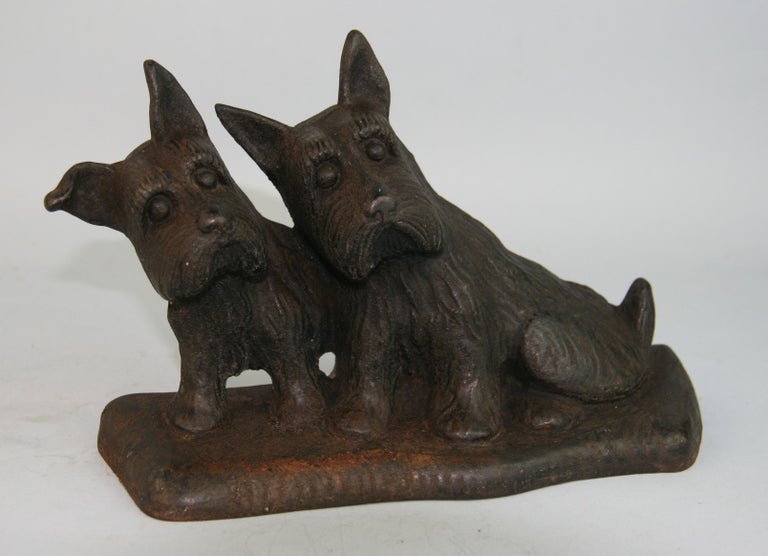 Antique American Scottish Terriers Iron Sculpture/Door Stop For Sale at ...