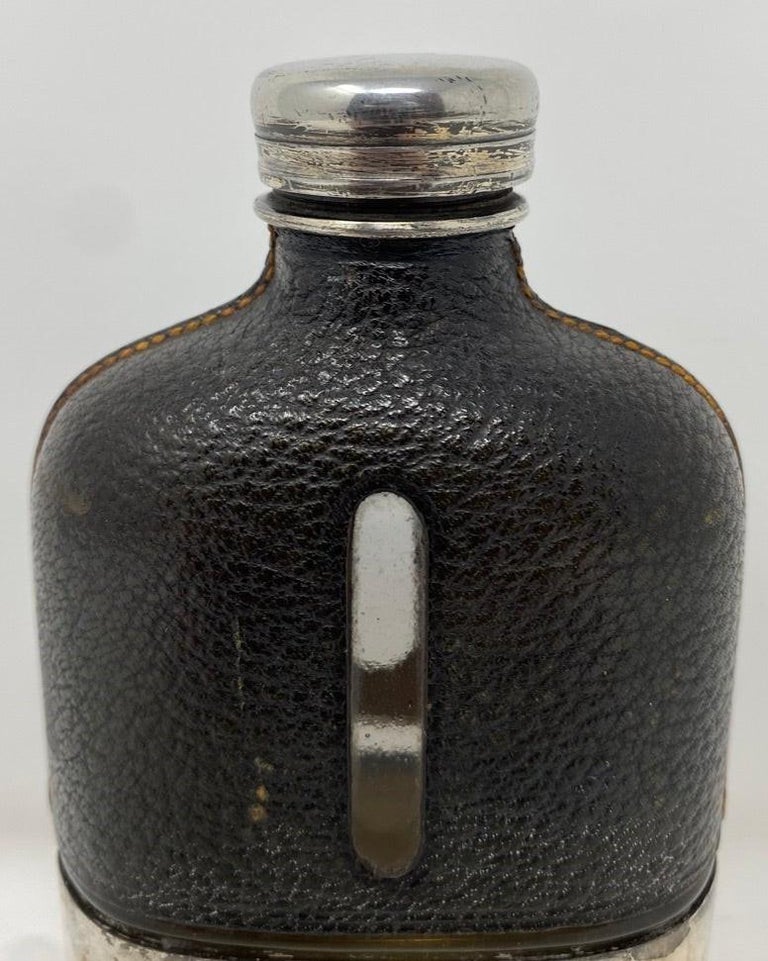 Antique American Silver Plated Leather Flask, Circa 1900 at 1stDibs