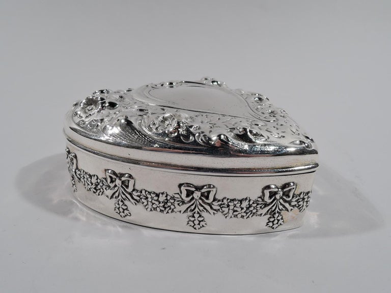Antique American Sterling Silver Super Romantic Heart Box For Sale at ...