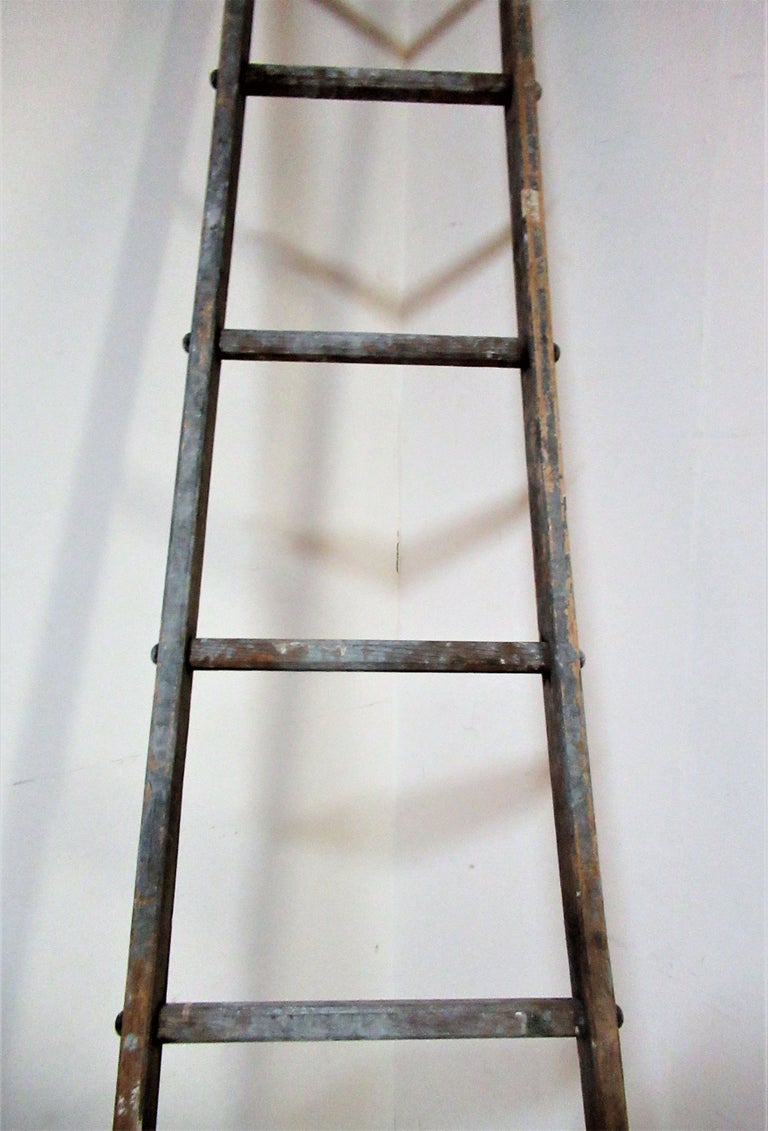 Antique American Tall Tapered Wood Harvest Ladder at 1stDibs