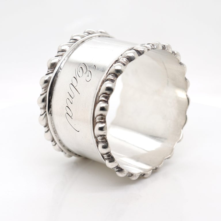 Antique American Victorian Period Sterling Silver Napkin Ring engraved ...