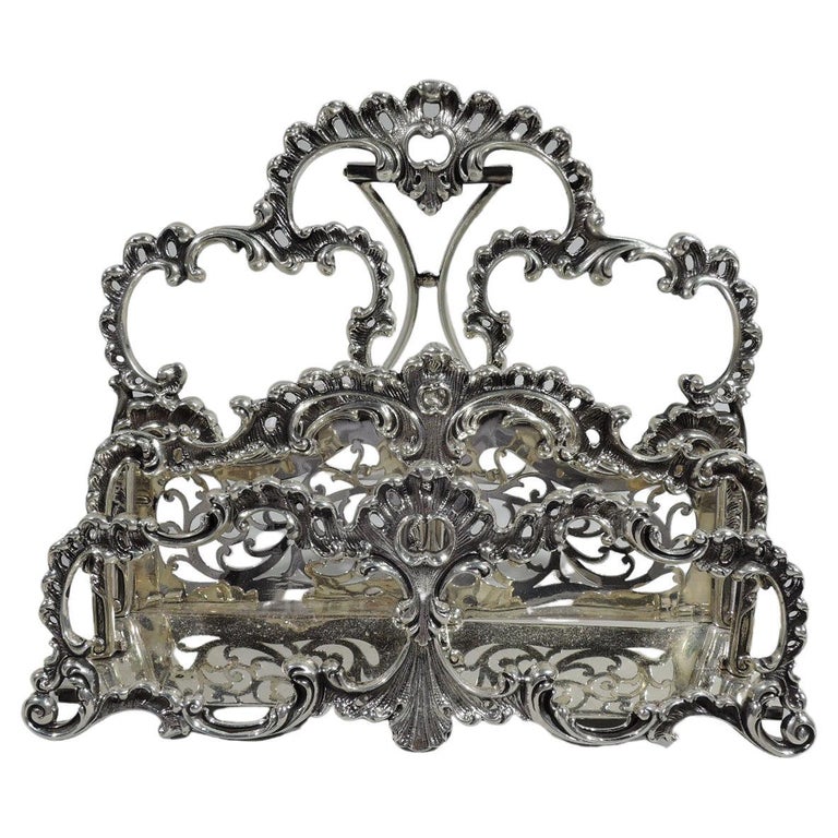 Antique American Victorian Rococo Sterling Silver Letter Rack For Sale ...