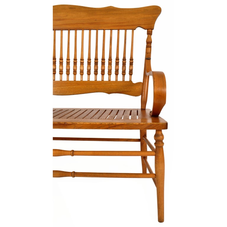 Antique American Windsor Maple Spindle Back Colonial Deacons Bench ...