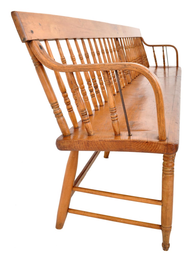 Antique American Windsor Pine and Maple Spindle Back Colonial Deacon's ...