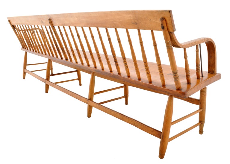 Antique American Windsor Pine and Maple Spindle Back Colonial Deacon's ...