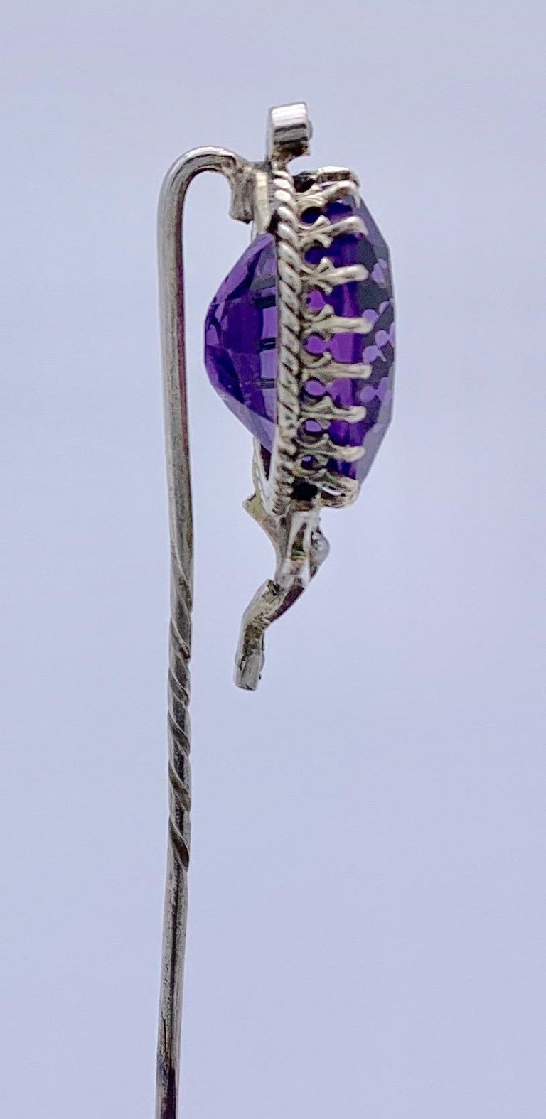 Antique Amethyst Flower Silver Tie Pin For Sale at 1stDibs | amethyst ...