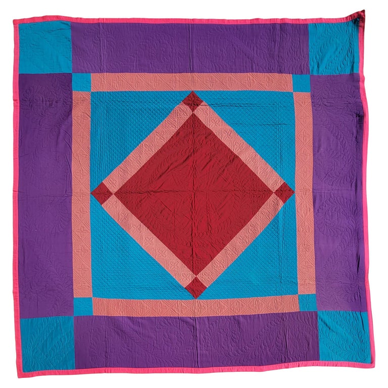 Antique Amish Wool Pennsylvania Diamond in A Square Quilt For Sale at ...
