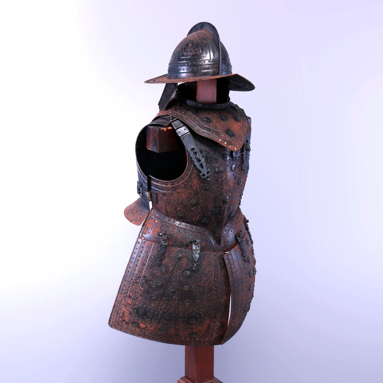 Antique and Early English Iron Battle Armour with 17th C. Title Plaque ...
