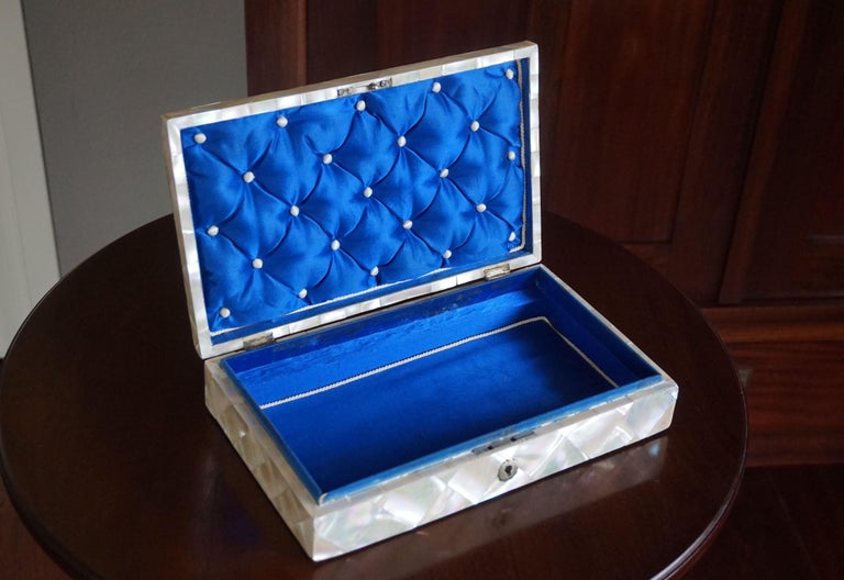 Antique and Extra Large, Carved Shell Jewelry Box with Silver Lock and ...