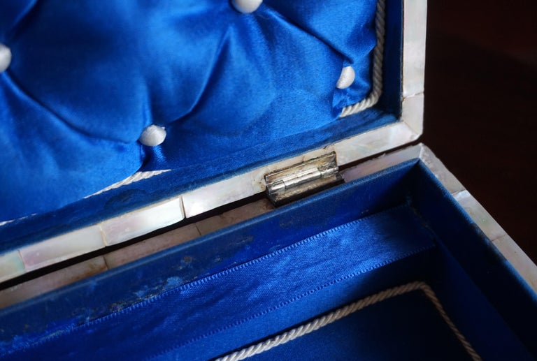Antique and Extra Large, Carved Shell Jewelry Box with Silver Lock and ...