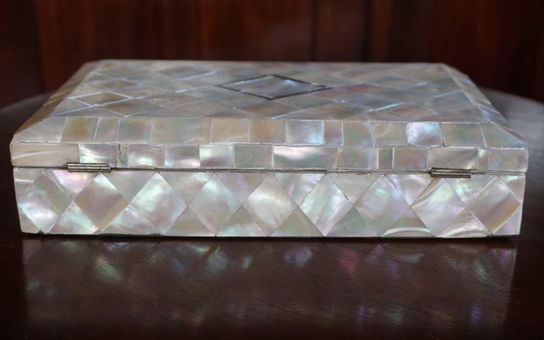 Antique and Extra Large, Carved Shell Jewelry Box with Silver Lock and ...