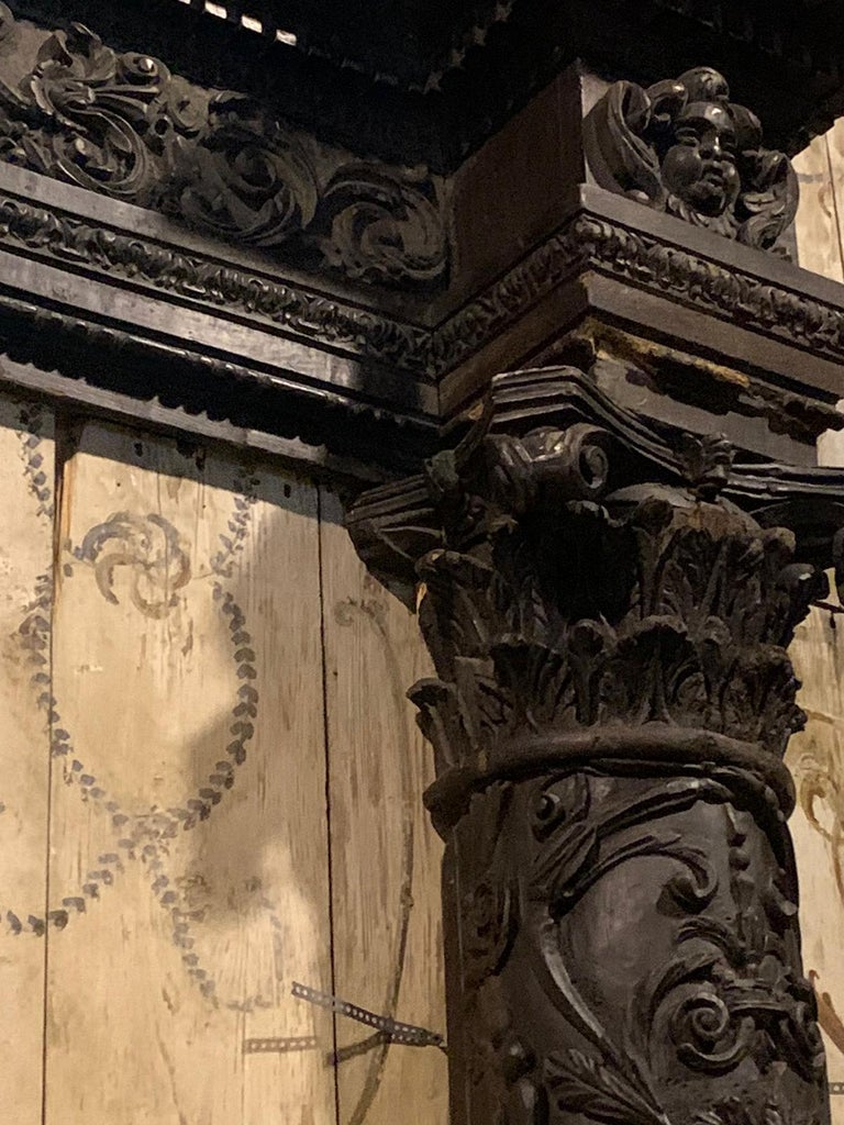 Antique and important portal richly carved in walnut, 16th Century ...