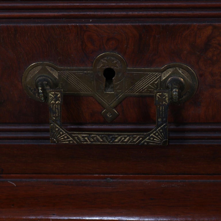 Antique and Large Eastlake Carved Walnut and Burl 3-Door Executive ...