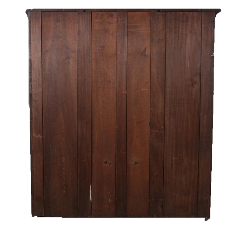 Antique and Large Eastlake Carved Walnut and Burl 3-Door Executive ...