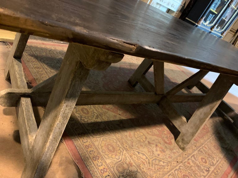 Antique and Large Rectangular Table, Lacquered Rustic, Late '800 Italy ...