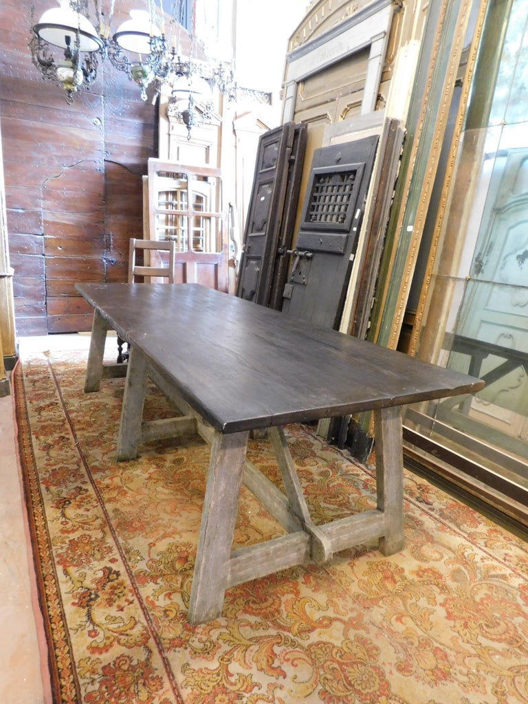 Antique and Large Rectangular Table, Lacquered Rustic, Late '800 Italy ...