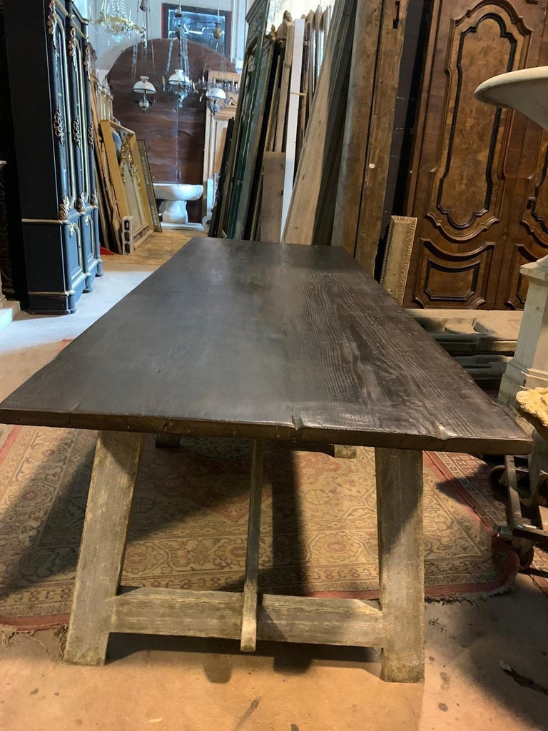 Antique and Large Rectangular Table, Lacquered Rustic, Late '800 Italy ...