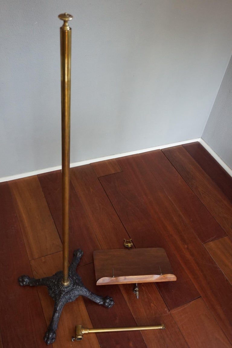 Antique and Rare Cast Iron, Brass and Oak, Fully Adjustable Victorian ...