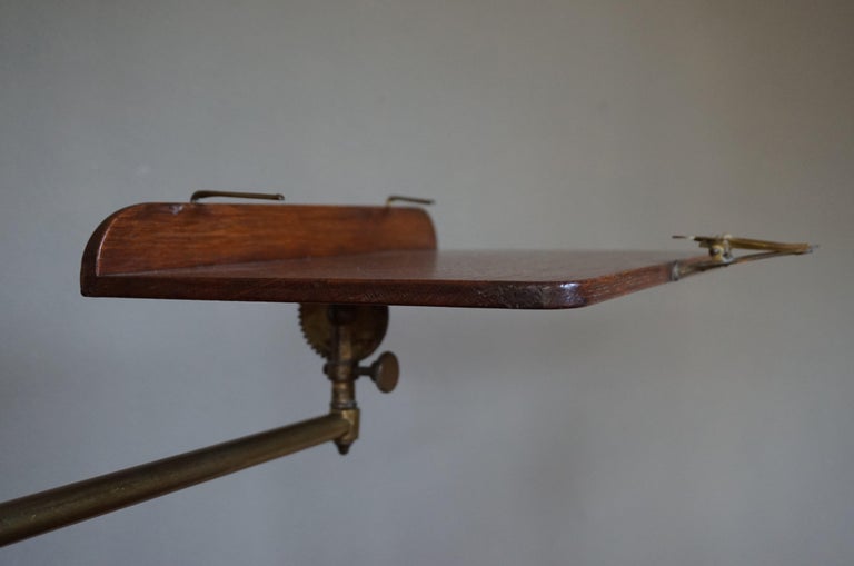 Antique and Rare Cast Iron, Brass and Oak, Fully Adjustable Victorian ...