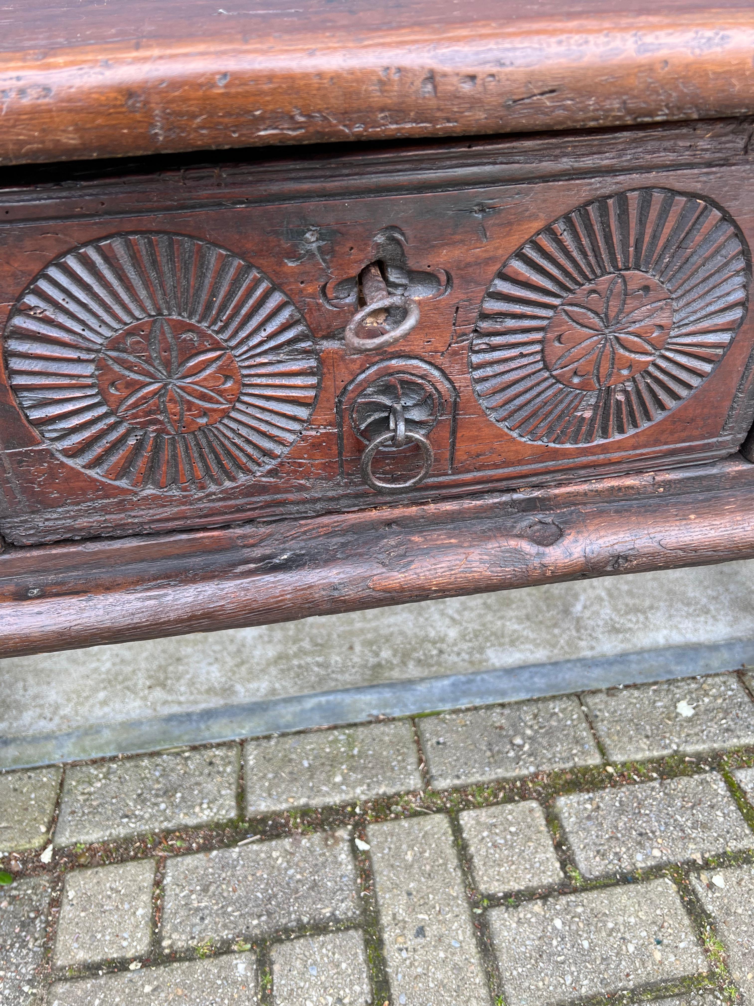 Antique and Rustic Mid 1700s Carved Chestnut Spanish Countryside ...