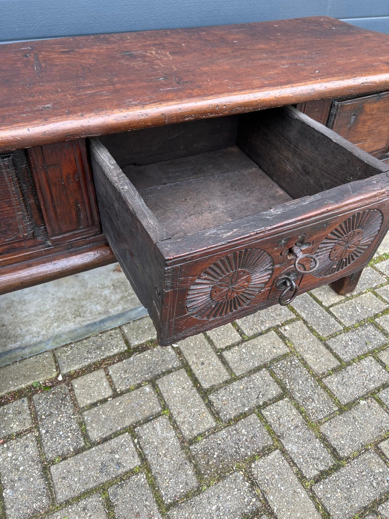 Antique and Rustic Mid 1700s Carved Chestnut Spanish Countryside ...