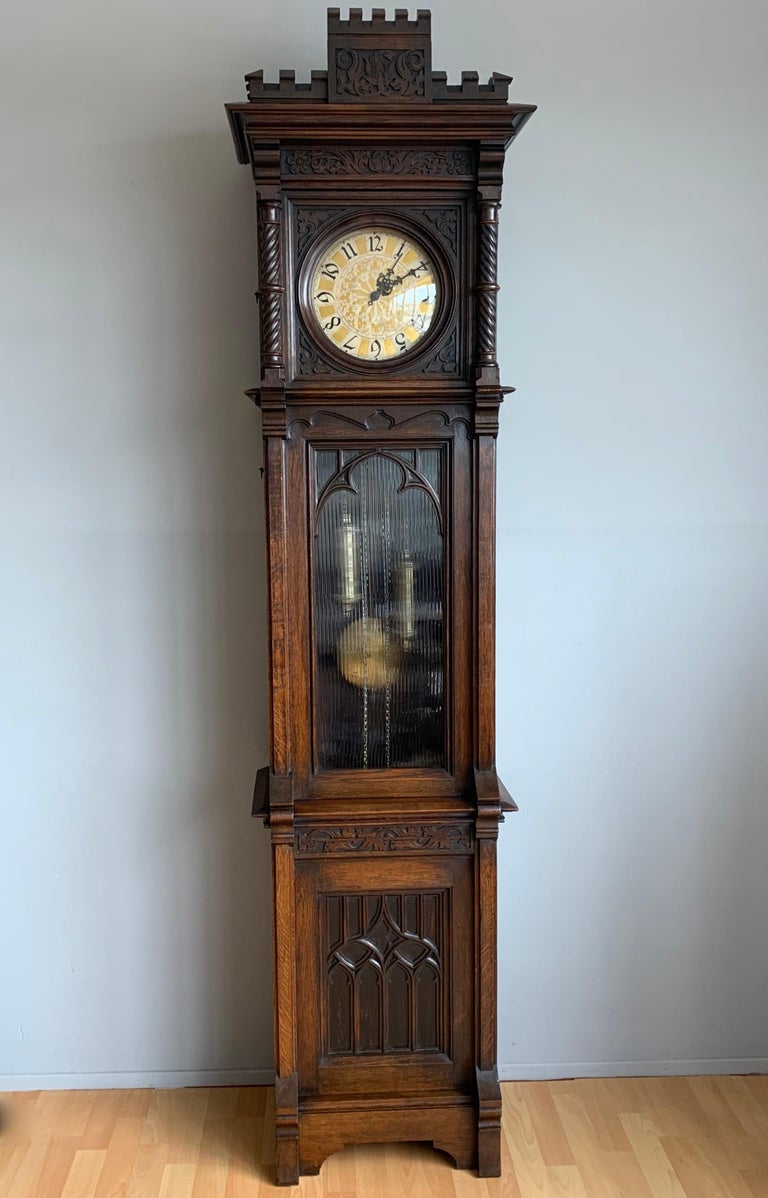 Antique and Unique, Hand Carved Gothic Revival Grandfather or Longcase ...