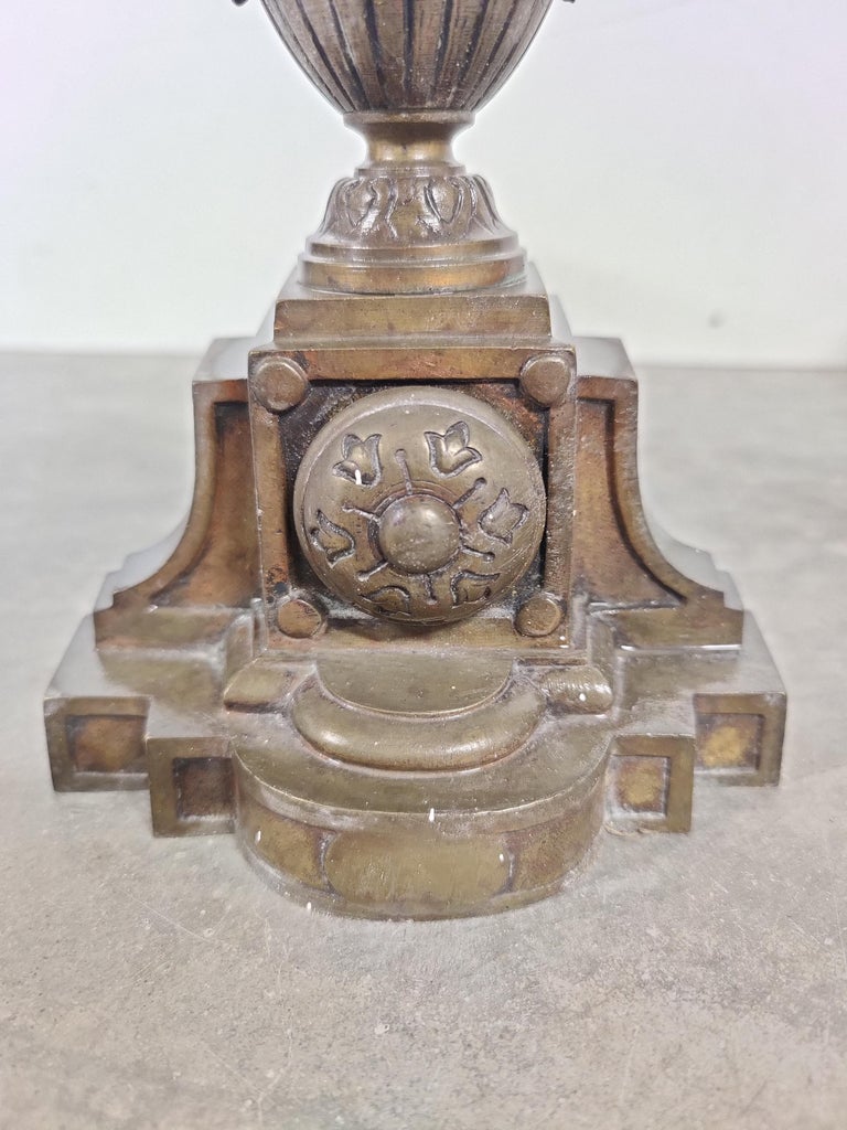Antique Andirons / Fire Dogs with Copper Urns For Sale at 1stDibs