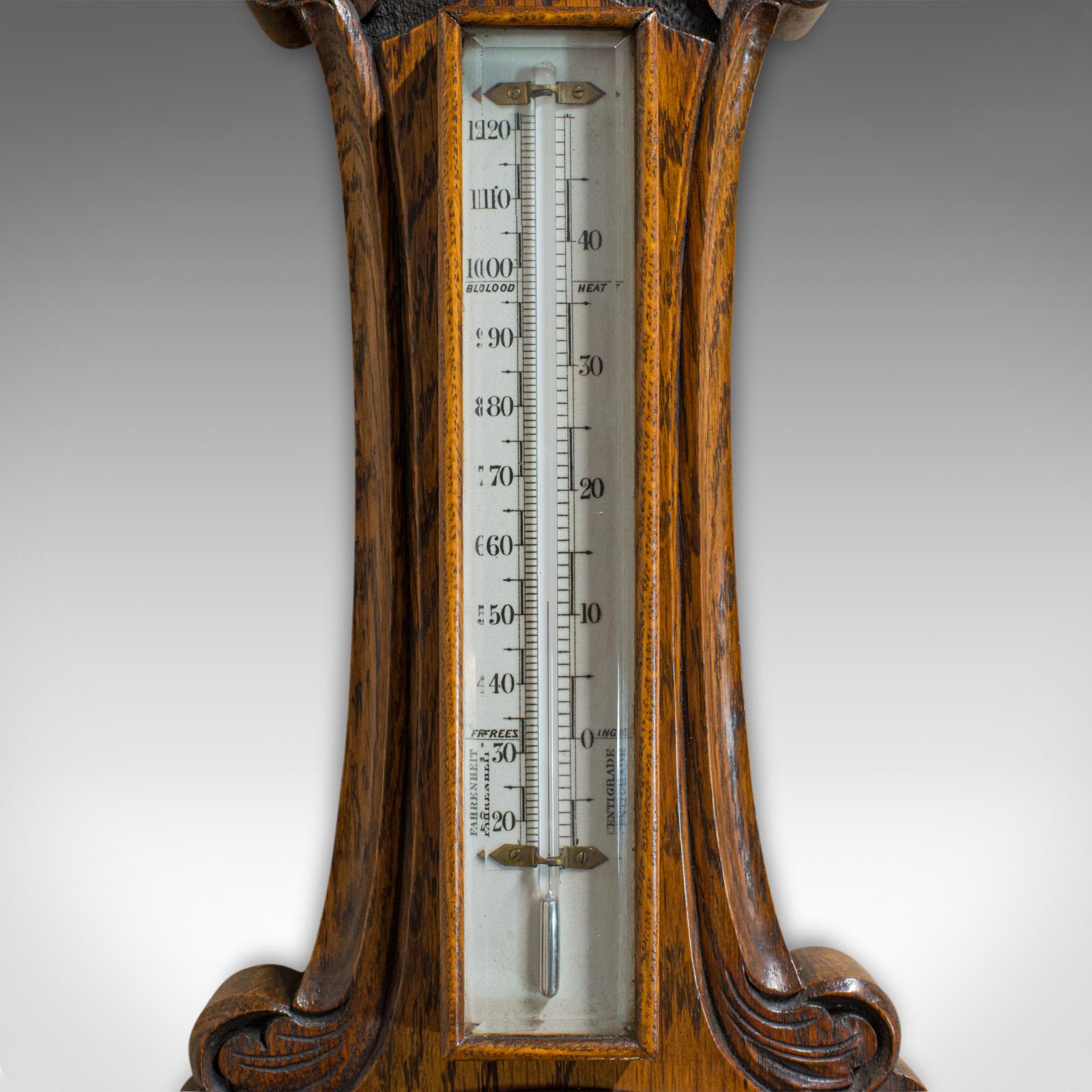 Antique Aneroid Barometer, English, Oak, Banjo, CSSA Ltd, London, circa ...