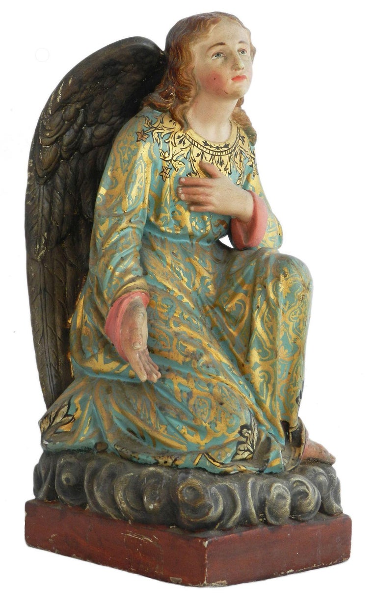 Antique Angel Plaster Statue France 19th Century For Sale at 1stDibs