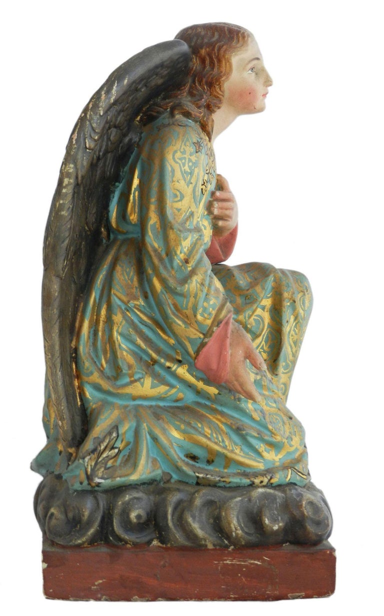 Antique Angel Plaster Statue France 19th Century For Sale at 1stDibs