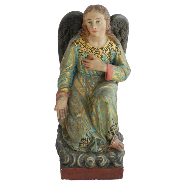 Antique Angel Plaster Statue France 19th Century For Sale at 1stDibs