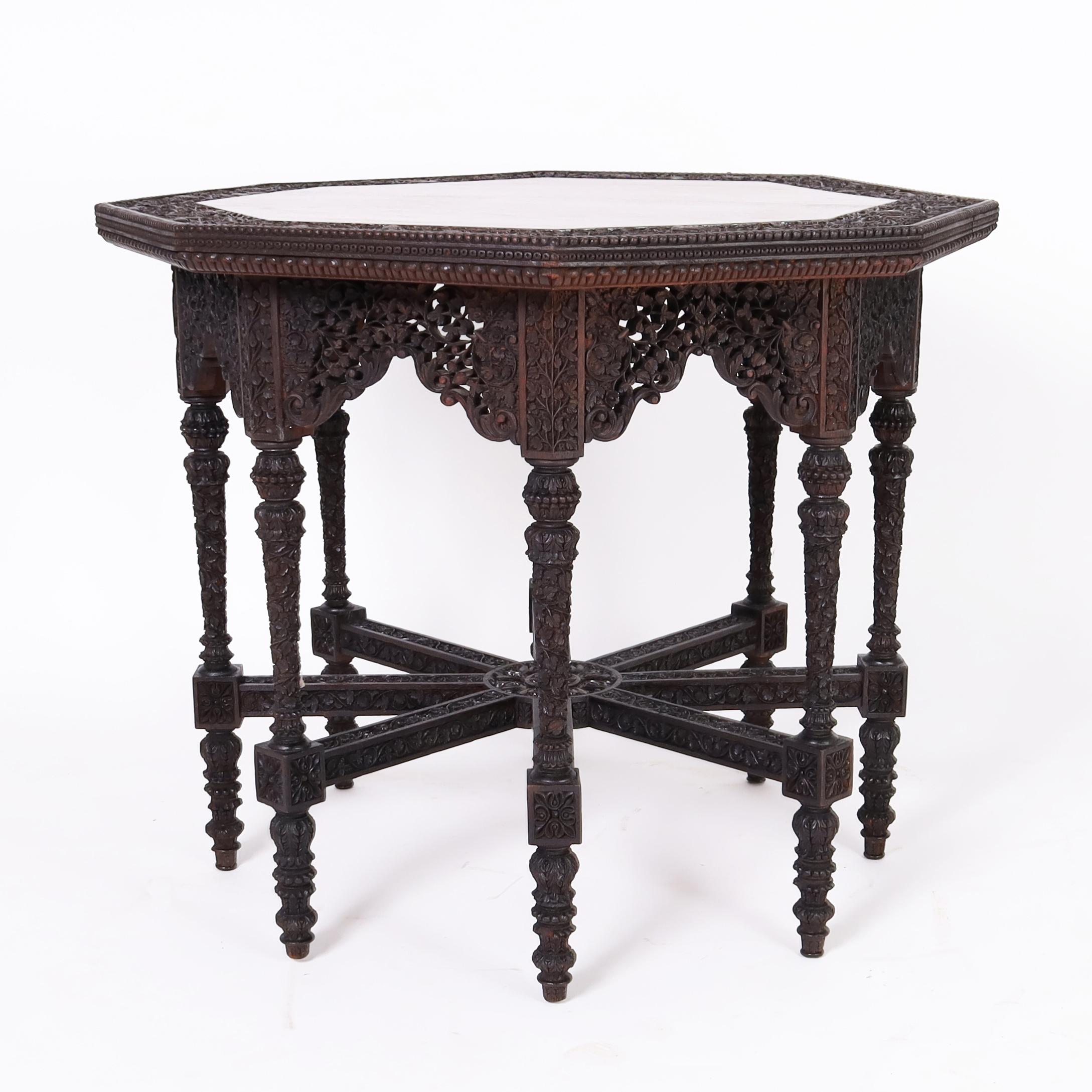 Antique Anglo Indian Carved Wood Table at 1stDibs