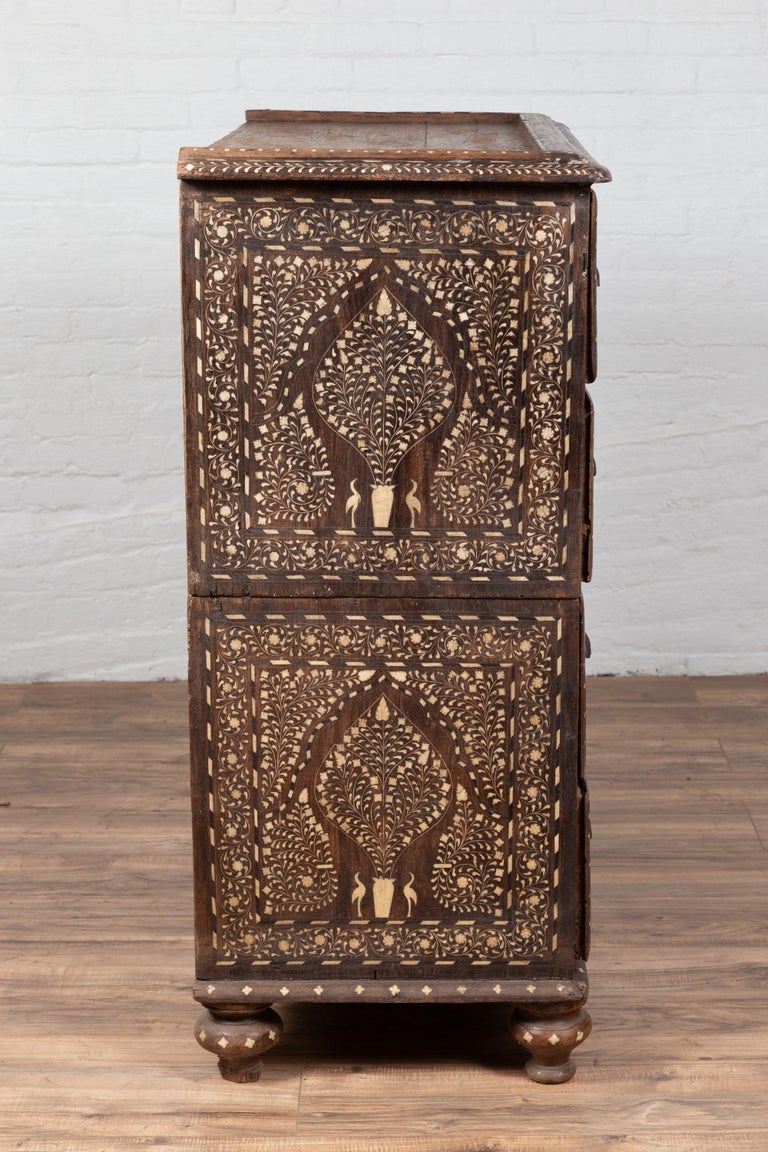 Antique Anglo-Indian Dresser with Bone Inlay, Scrollwork and Foliage ...
