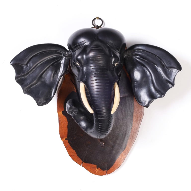 Antique Anglo Indian Elephant Head Wall Plaques For Sale at 1stDibs